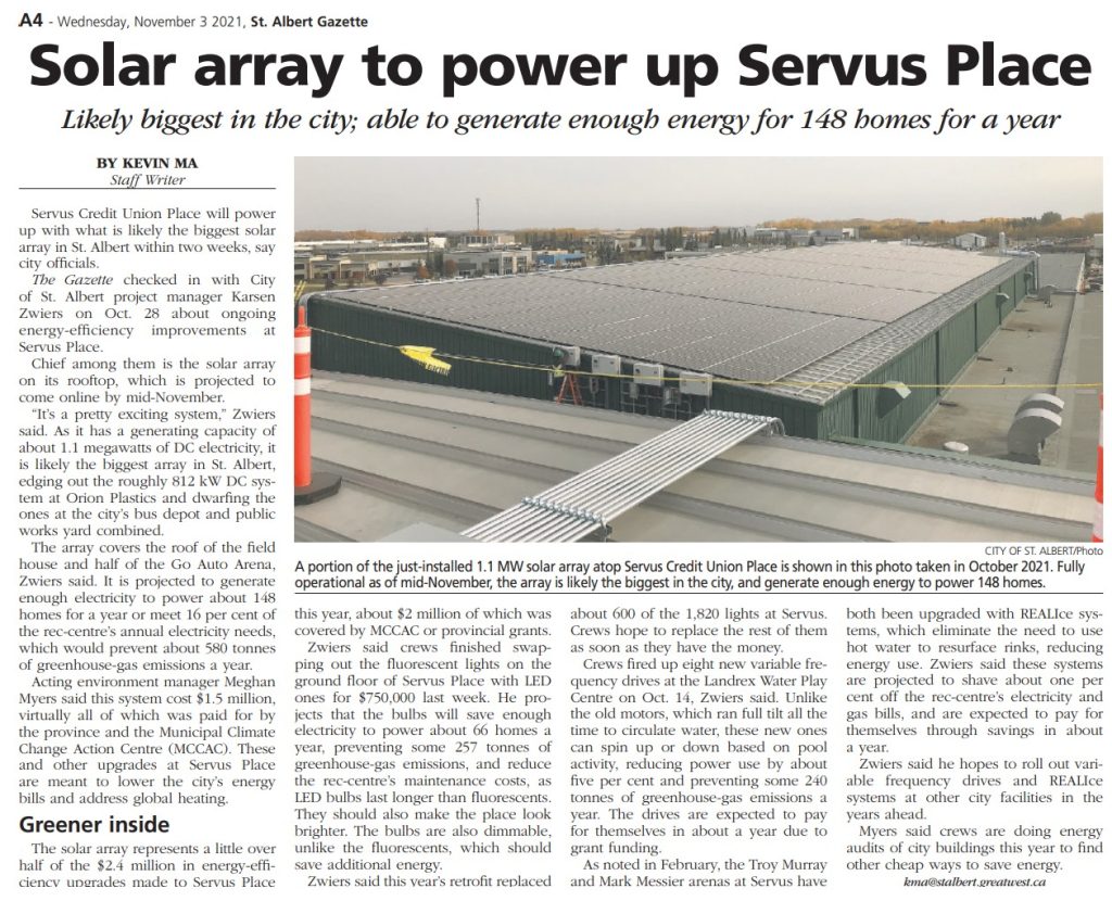 Solar Array to Power up Servus Place - Design Build Electrical | Solar ...